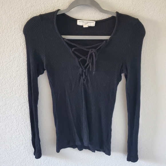 Urban Outfitters | Tops | Uo Project Social T Ribbed Lace Up Top | Poshmark